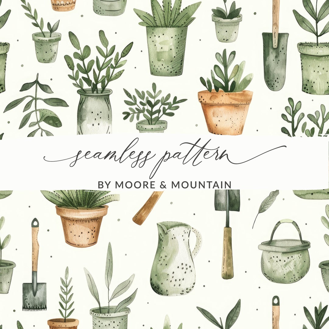 Seamless Gardening Pattern Garden Tools Seamless Pattern Repeating Cute ...