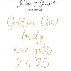Gold Alphabet Letters, Gold Glitter Alphabet PNG, Gold Script Lettering ...