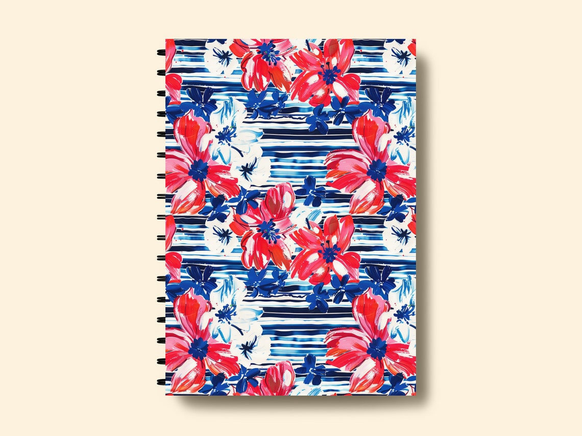Red White and Blue Flowers Seamless Patriotic Pattern, Seamless Red ...