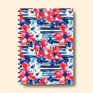 Red White and Blue Flowers Seamless Patriotic Pattern, Seamless Red ...
