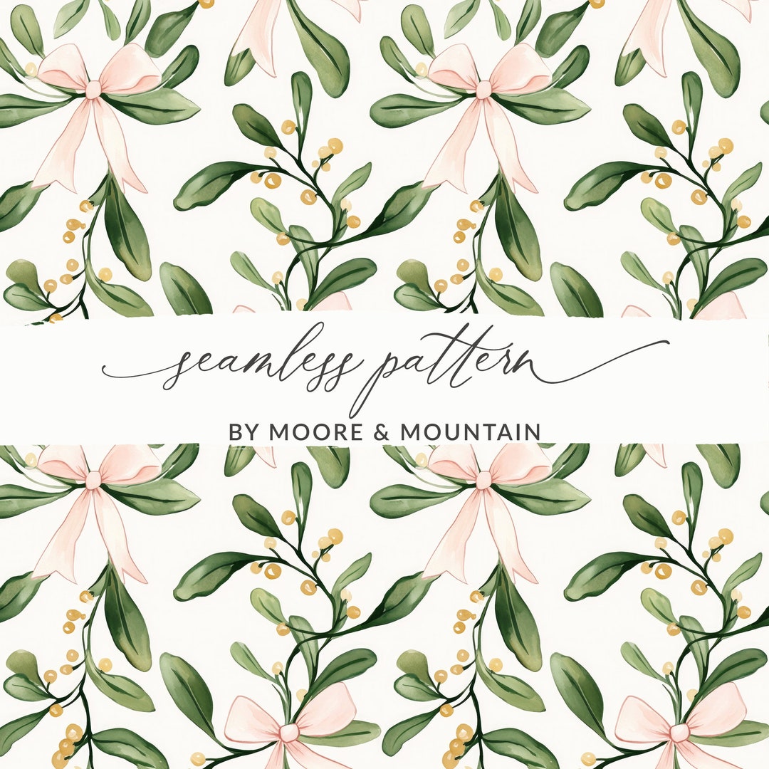 Mistletoe Seamless Pattern Seamless Christmas Greenery Background ...