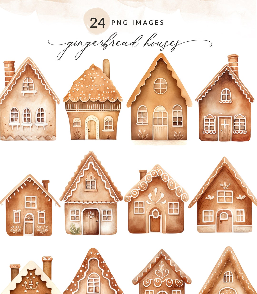 Gingerbread House Clipart, Gingerbread House PNG Images, Watercolor ...