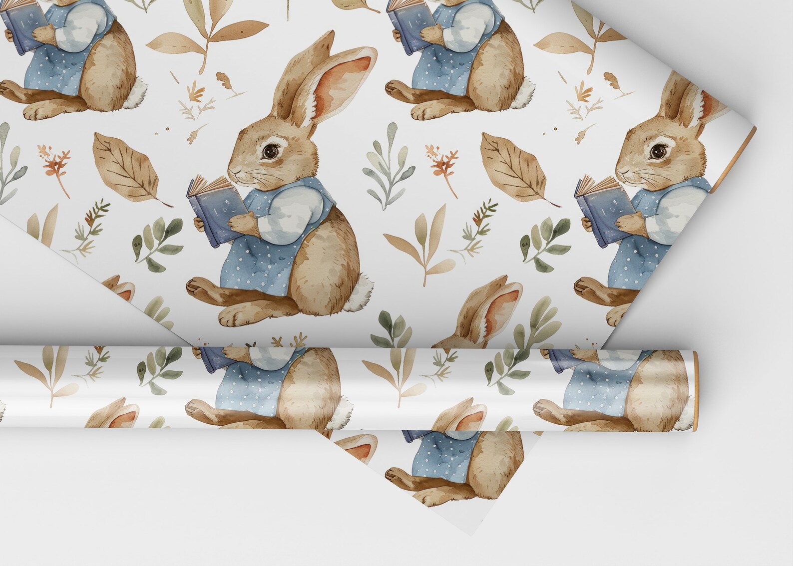 Vintage Rabbit Background, Cottagecore Rabbit Seamless Pattern, Book ...