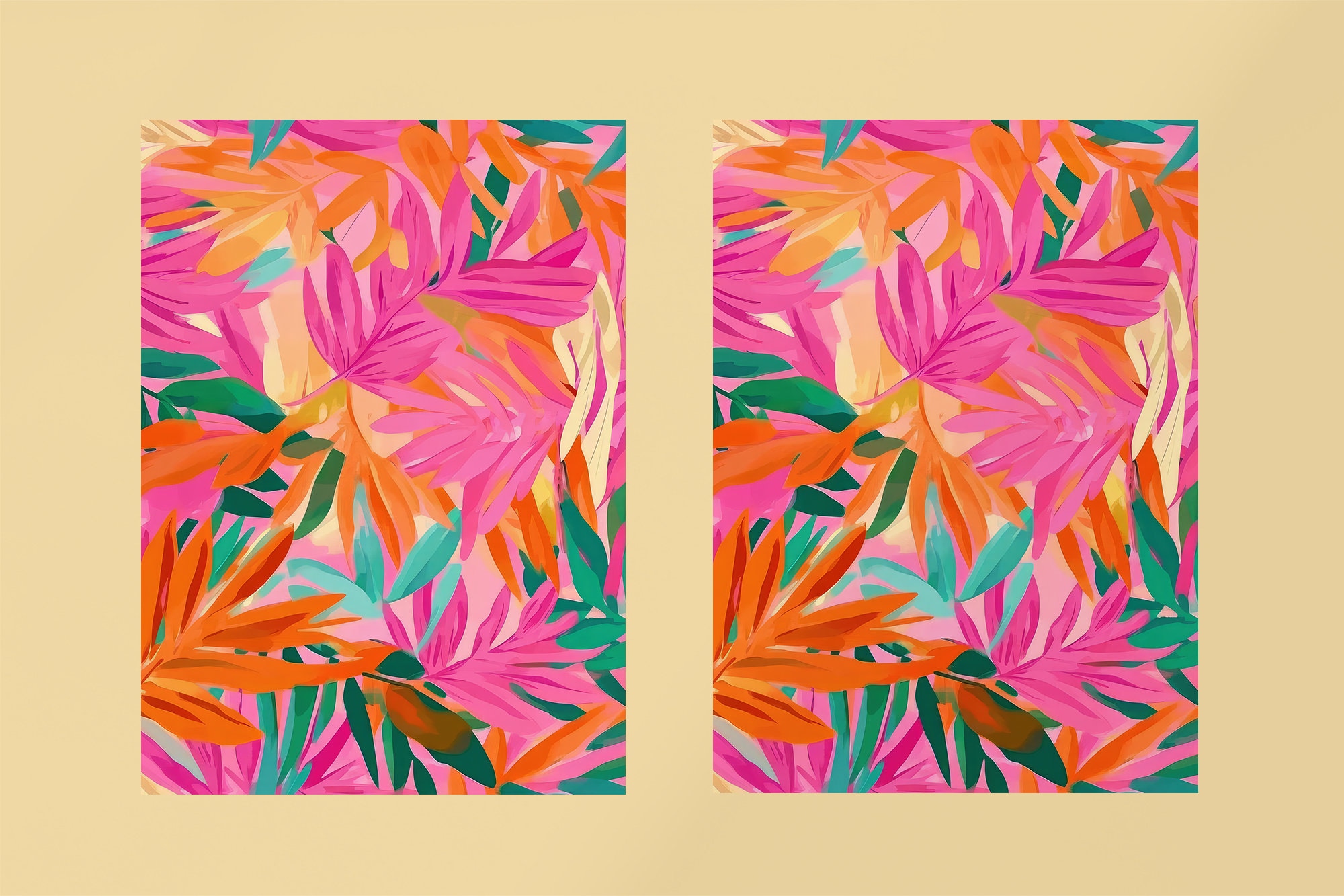 Preppy Palm Leaf Seamless Pattern Pink Tropical Leaves Background ...
