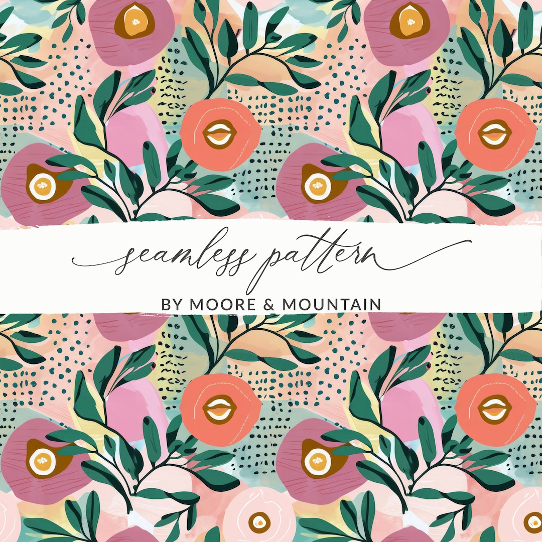 Midcentury Floral Pattern, Mod Flower Backgroun, Funky Floral Pattern ...