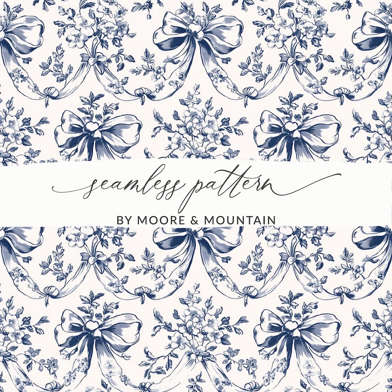 Coquette Toile Seamless Pattern Bows and Ribbons French Toile Seamless ...