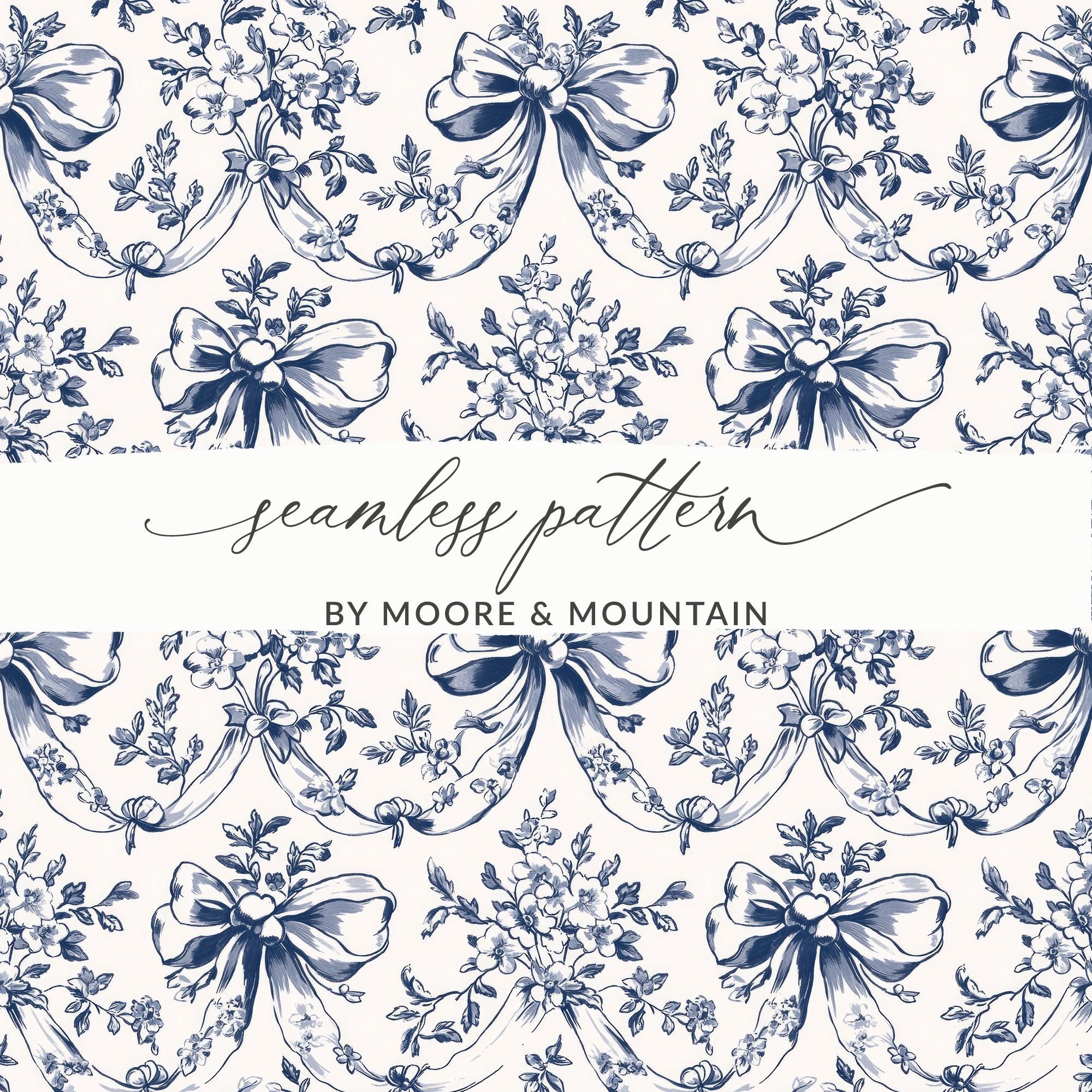 Coquette Toile Seamless Pattern Bows and Ribbons French Toile Seamless ...