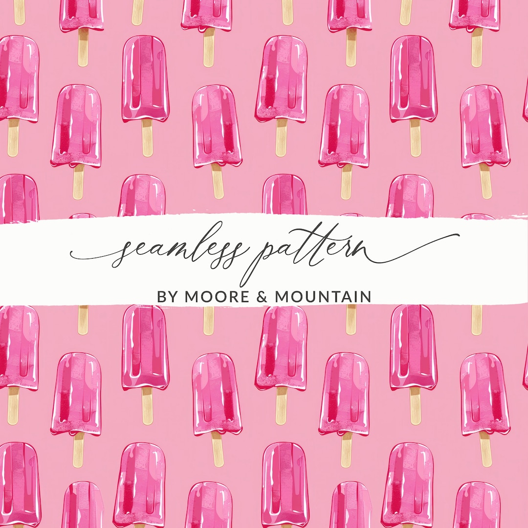 Preppy Summer Pattern, Hot Pink Popsicle Seamless Pattern, Pink Preppy ...