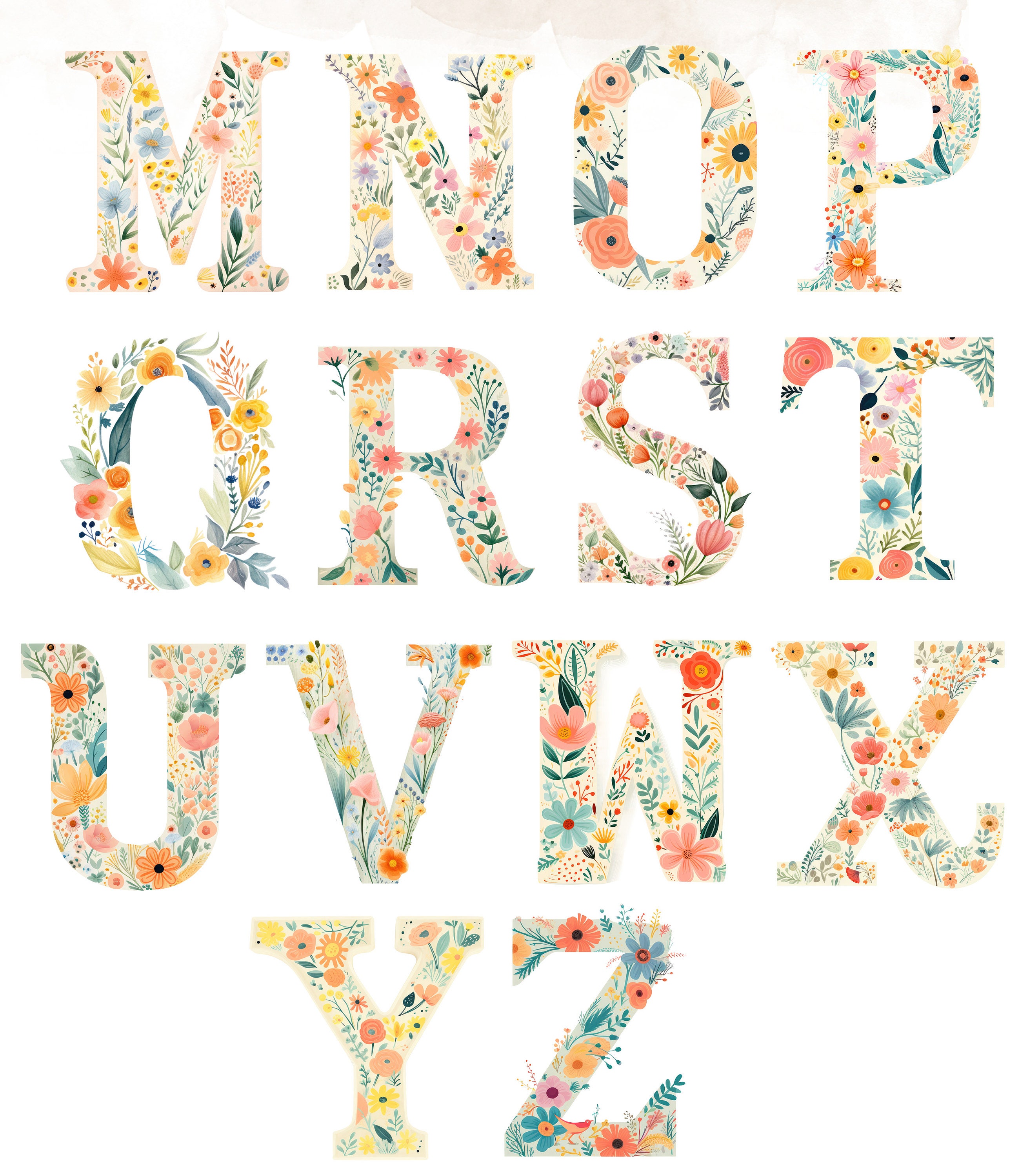 Floral Lettering Clipart PNG Images, Alphabet Lettering Clipart Images ...