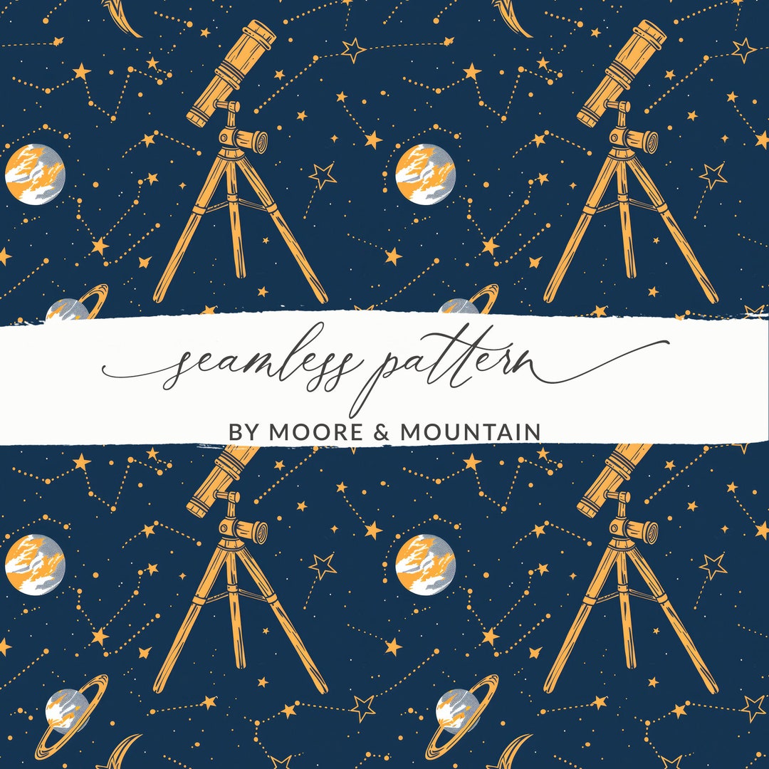 Astronomy Pattern Background, Seamless Telescope Background, Outerspace ...