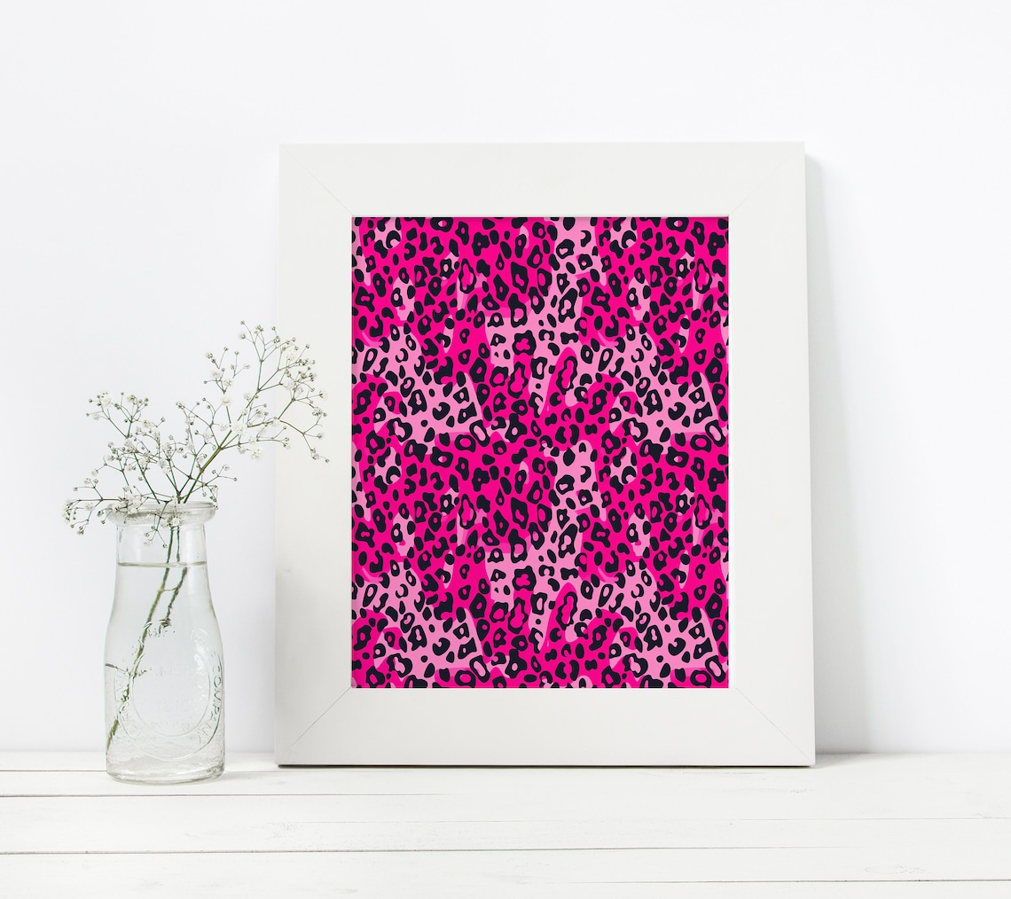 Hot Pink Cheetah Print Seamless Pattern, Neon Pink Animal Print ...