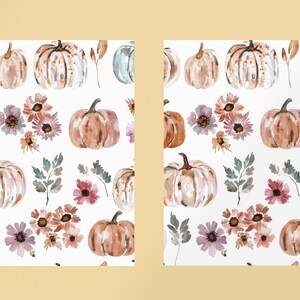 Boho Pumpkins Watercolor Pattern, Neutral Pumpkin Seamless Pattern ...
