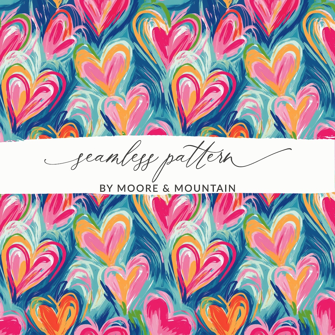 Preppy Hearts Seamless Background Modern Valentines Hearts, Painted ...