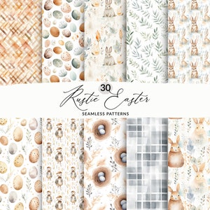Rustic Easter Digital Paper Pack, Boho Easter Seamless Pattern Set ...