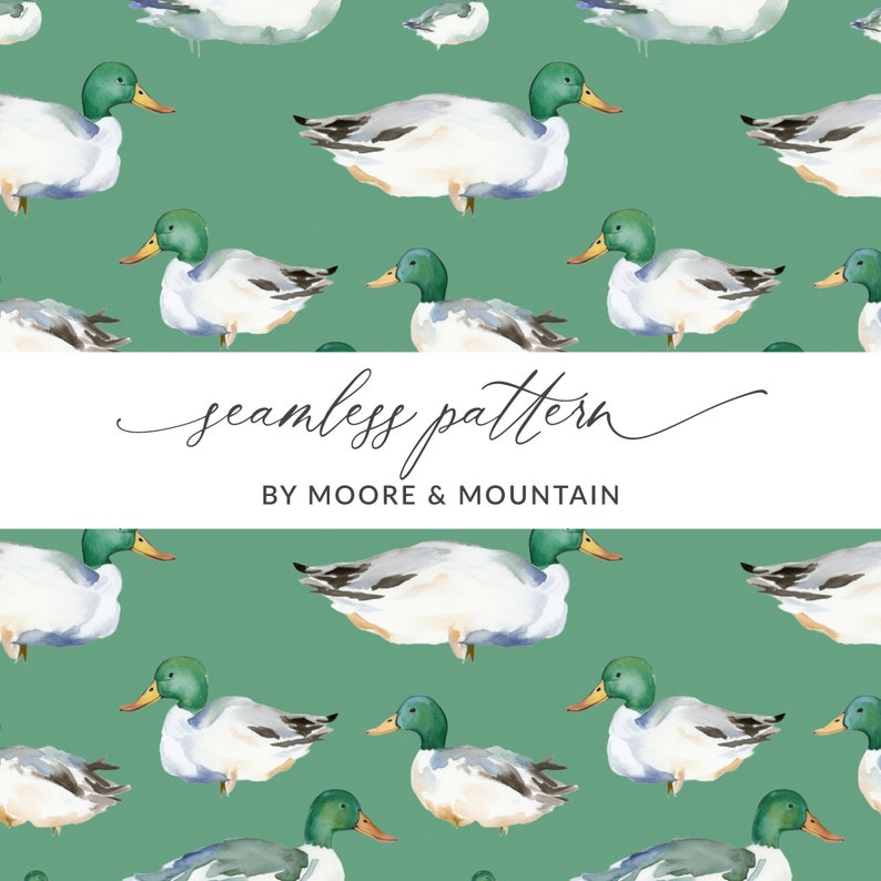 Seamless Duck Pattern, Mallard Duck Seamless Background, Cute ...