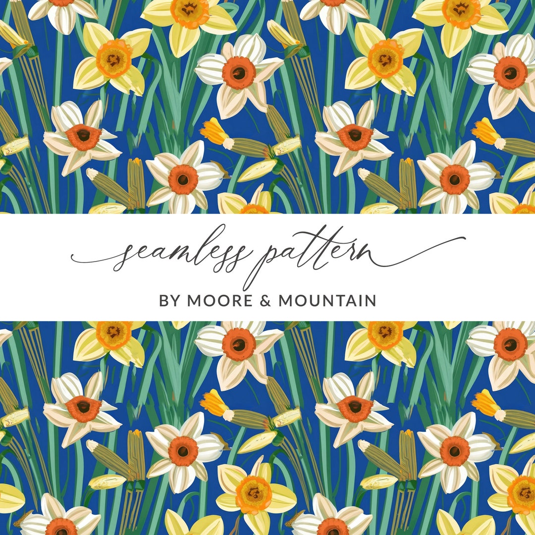 Seamless Daffodil Pattern, Cute Daffodils Repeating Background ...