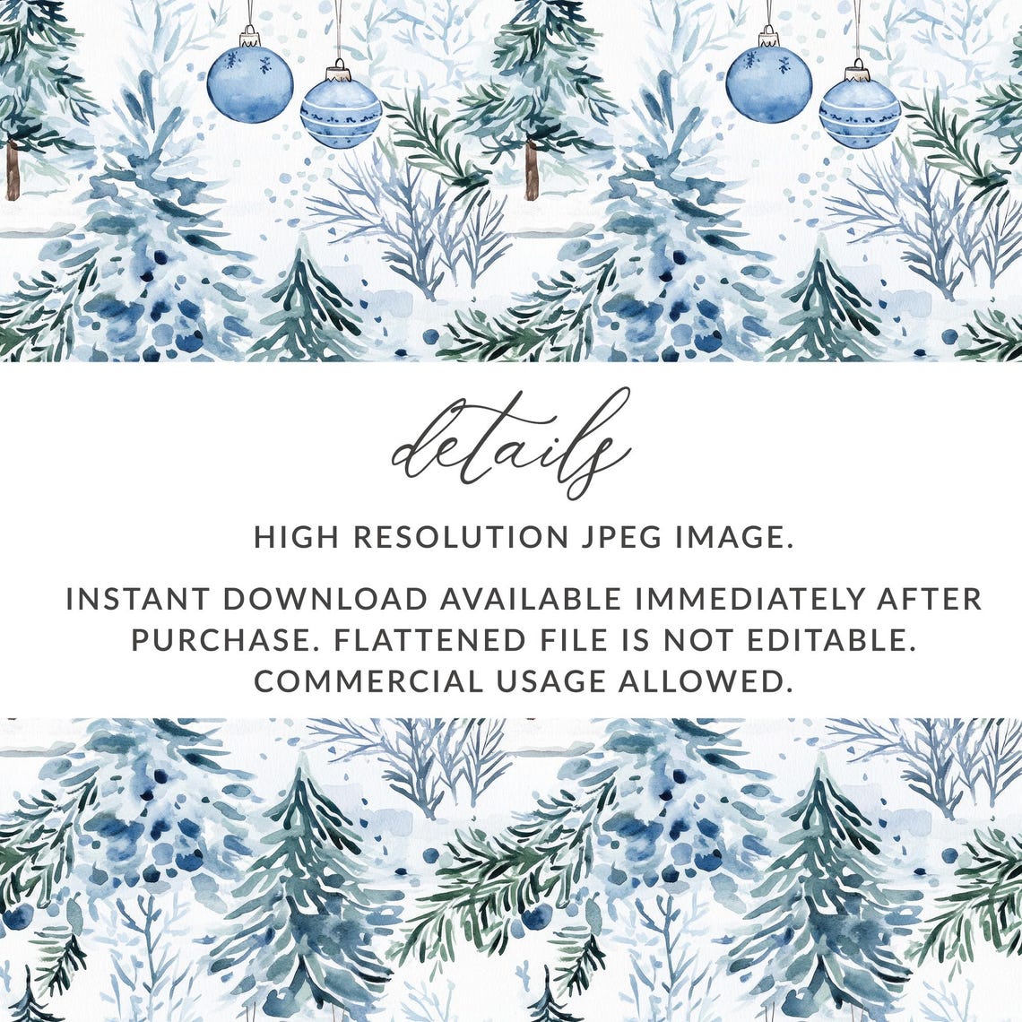 Blue Christmas Watercolor Background Pattern Blue Xmas Pine Trees ...