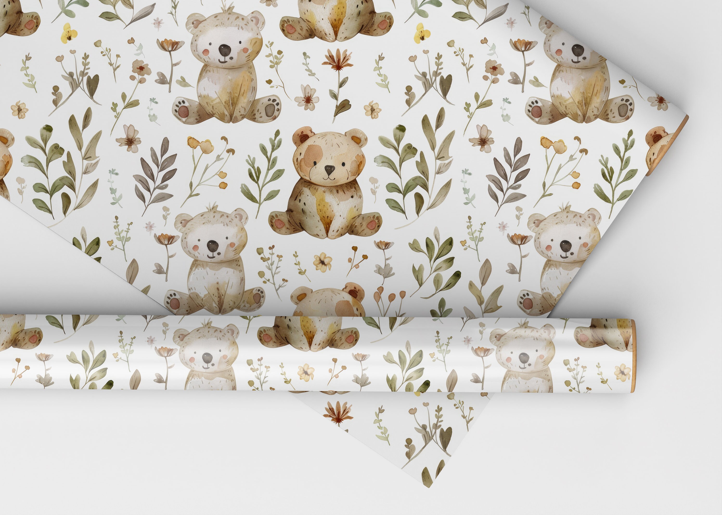 Cute Bear Background, Cute Teddy Bears Seamless Pattern, Watercolor ...