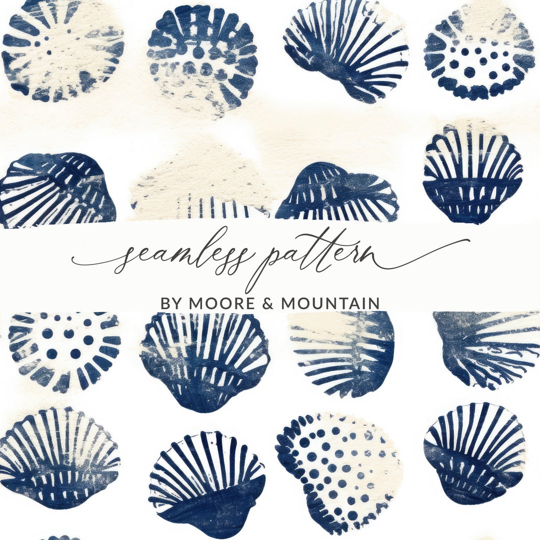 Seashell Background, Seamless Clamshell Background, Blue Seamless ...