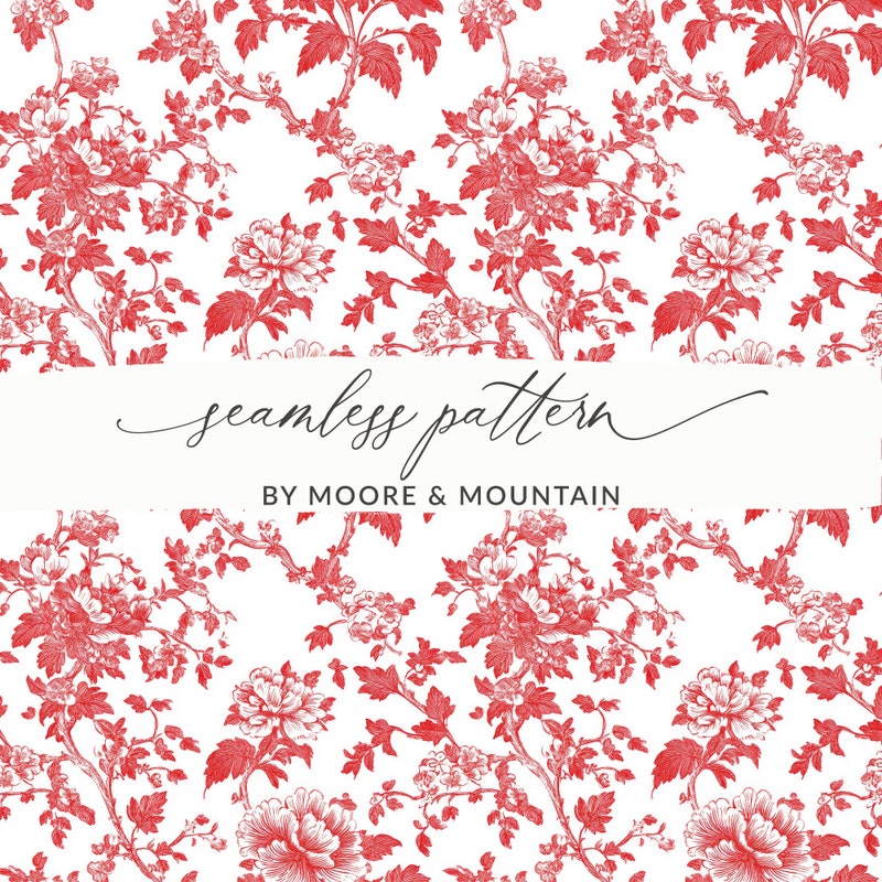 Chinoiserie Fabric in Red - Etsy