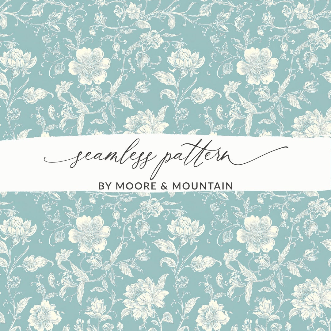 Light Blue Delicate Floral Pattern PNG Seamless File White and Blue ...