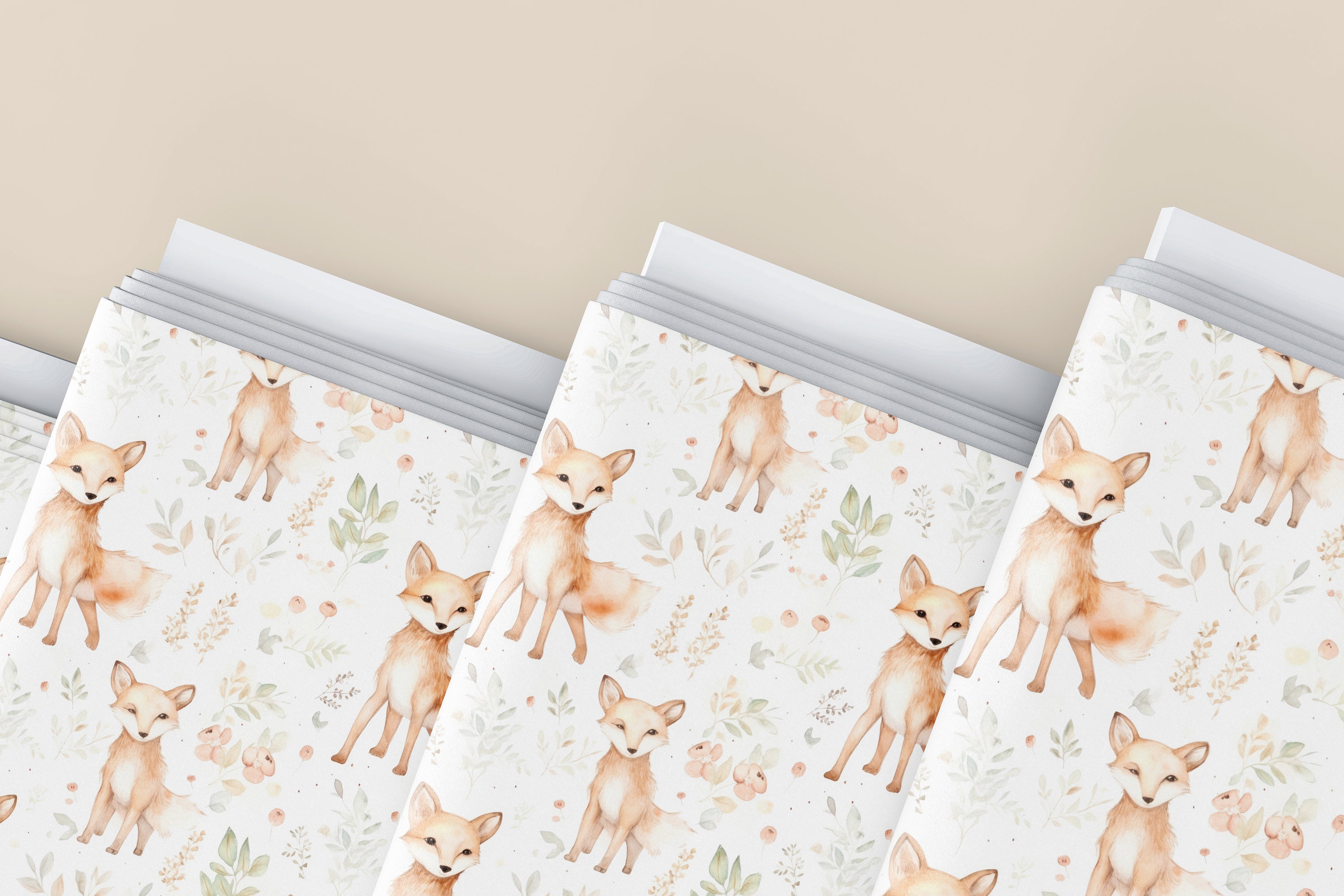 Cute Baby Fox Seamless Pattern, Watercolor Foxes Seamless Background ...