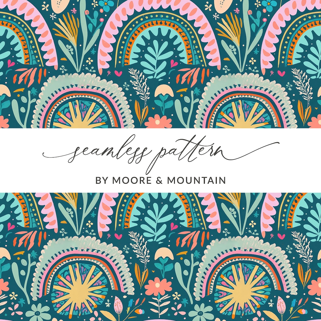 Modern Rainbow Pattern Background, Boho Rainbow Seamless Background ...