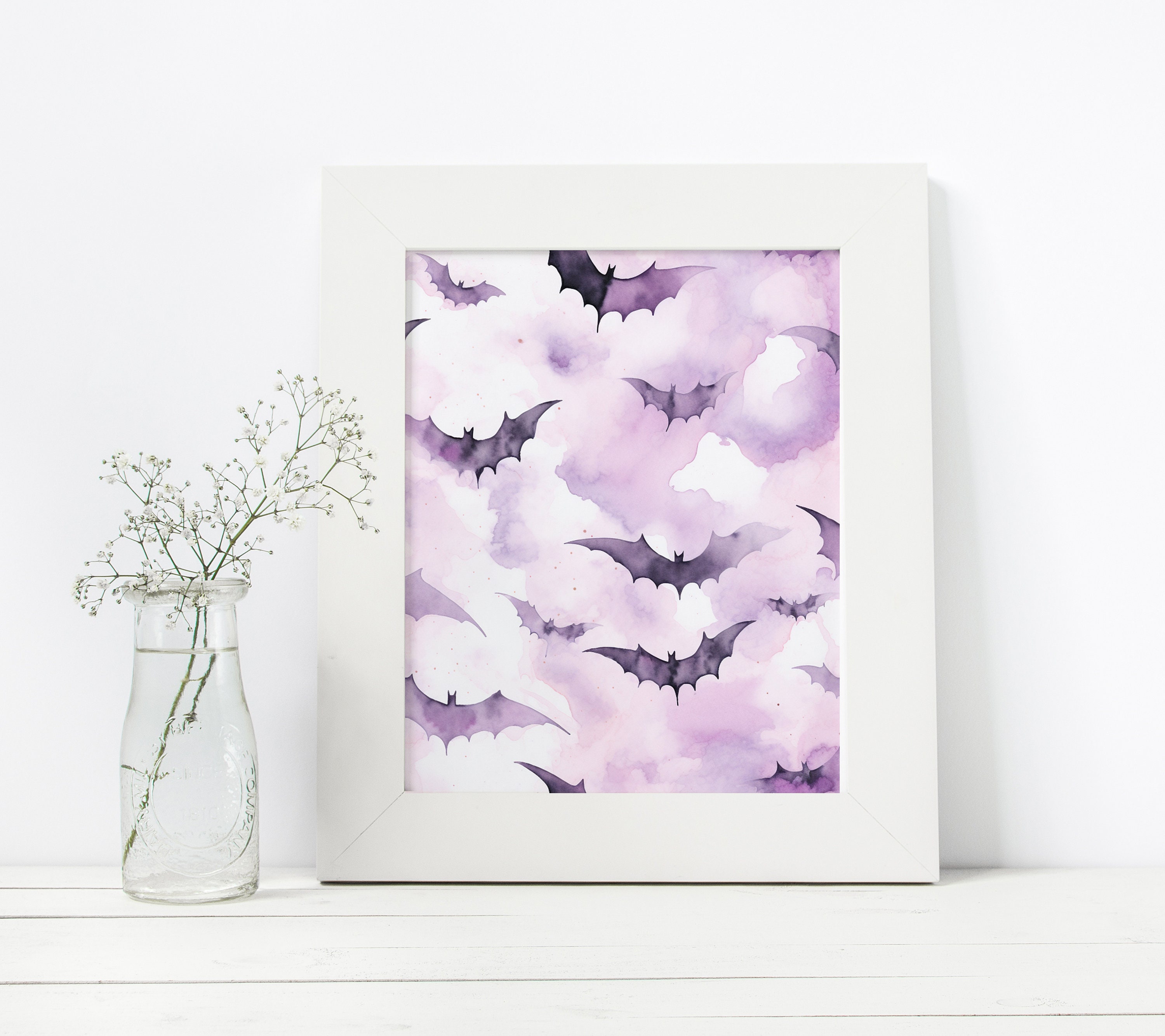 Seamless Bat Patterns, Watercolor Bats Seamless Patterns, Bats Digital ...