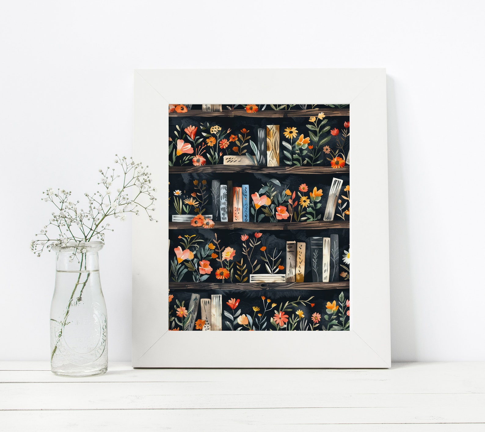 Fall Library Seamless Pattern Dark Gothic Library Shelf Repeating ...