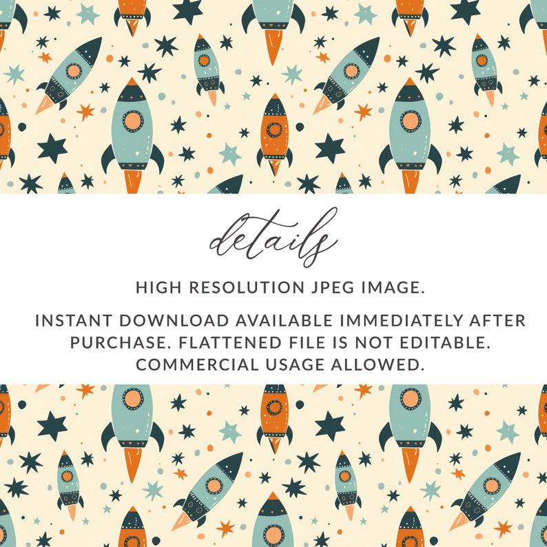 Rocket Digital Paper Pattern for Boys Sublimation Design File Rocket ...