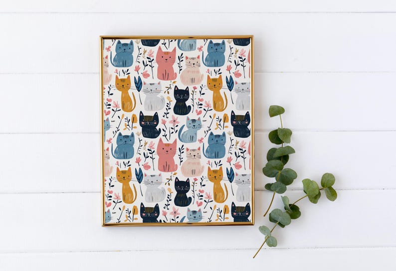 Seamless Kitty Repeating Background Pattern Seamless Cats Background ...