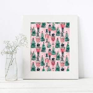 Watercolor Nutcracker Seamless Background Pattern Painted Christmas ...