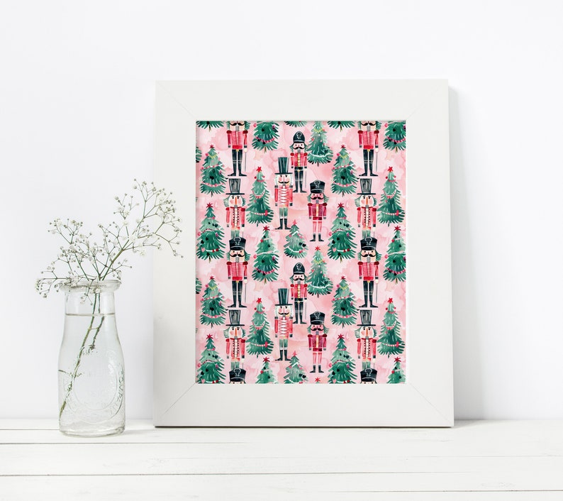 Watercolor Nutcracker Seamless Background Pattern Painted Christmas ...