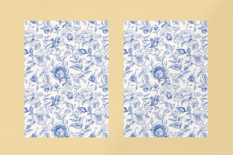 Light Blue and White Floral Pattern, Seamless Delicate Floral Toile ...