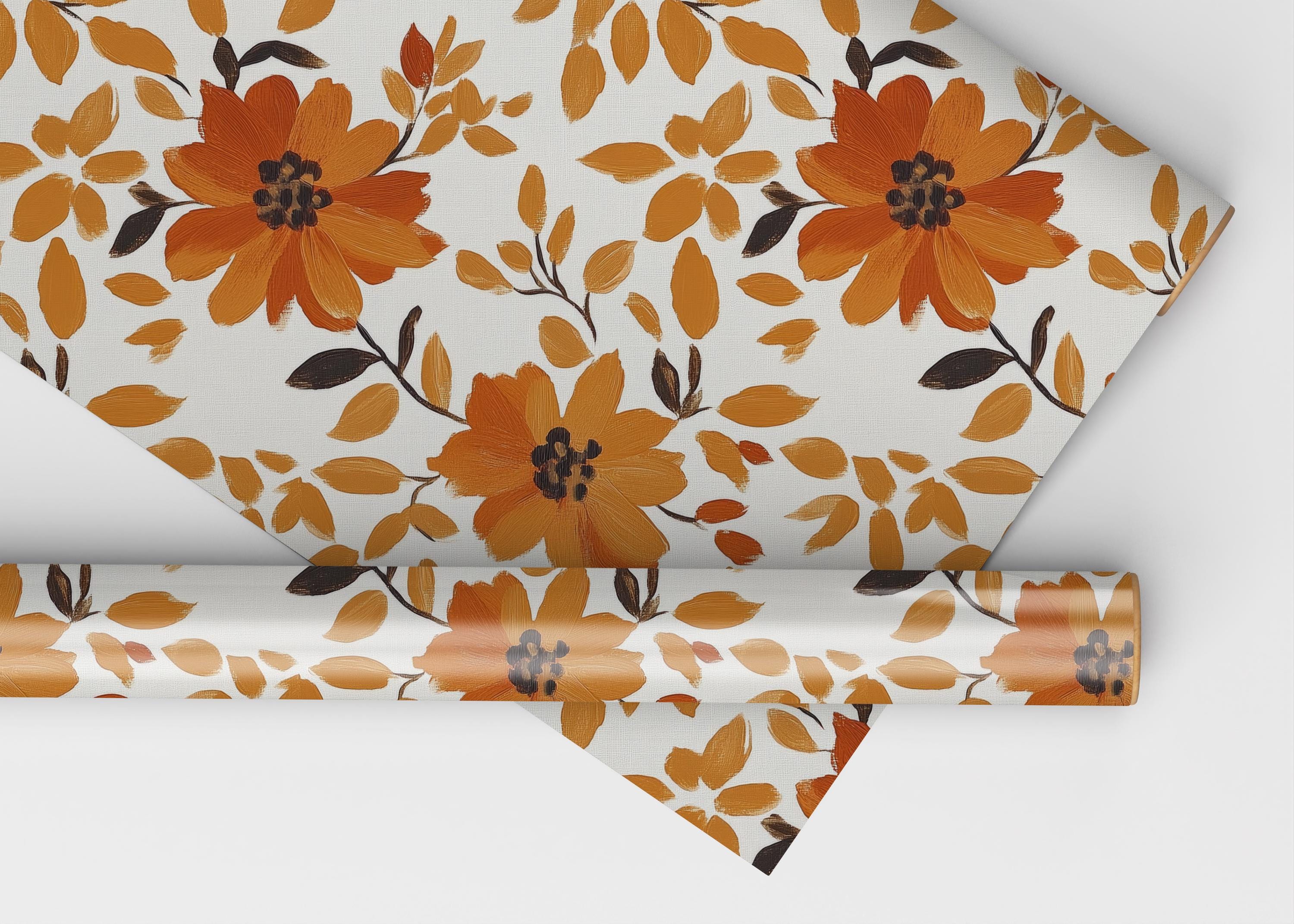 Gold Floral Seamless Pattern Autumn Floral Background PNG, Fall Gold ...