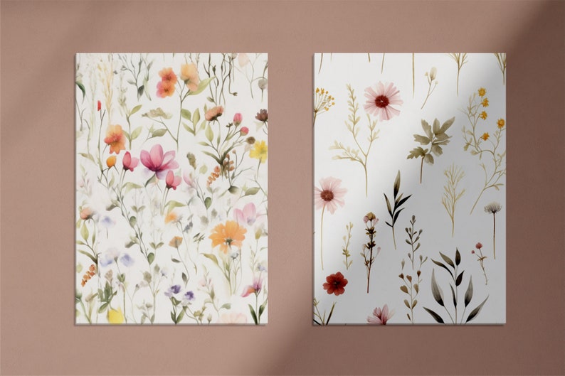 Seamless Watercolor Wildflower Patterns, Boho Wildflower Background ...