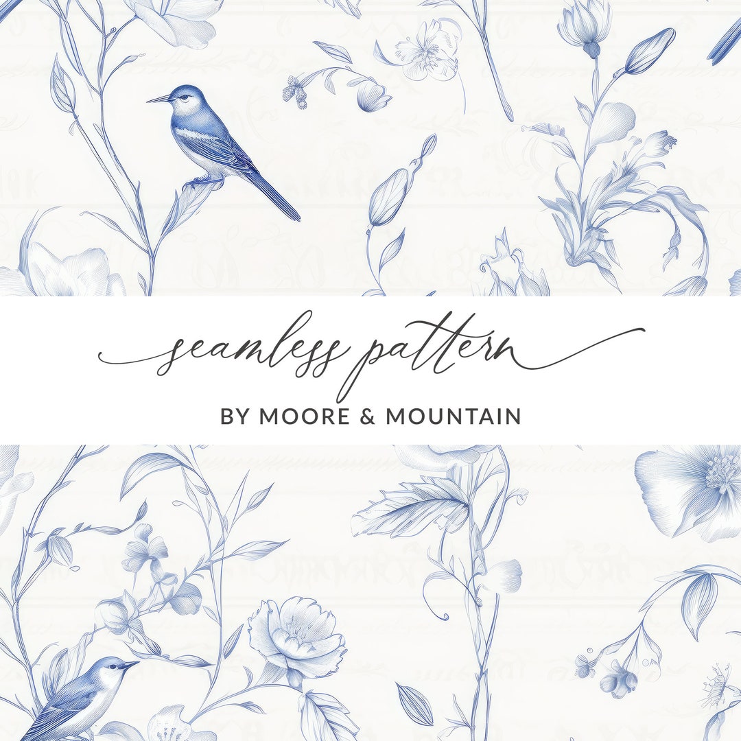 Blue Toile Seamless Pattern, Elegant Blue Toile Seamless Background ...