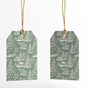 Sage Green Christmas Tree Toile Seamless Background PNG Vintage Toile ...