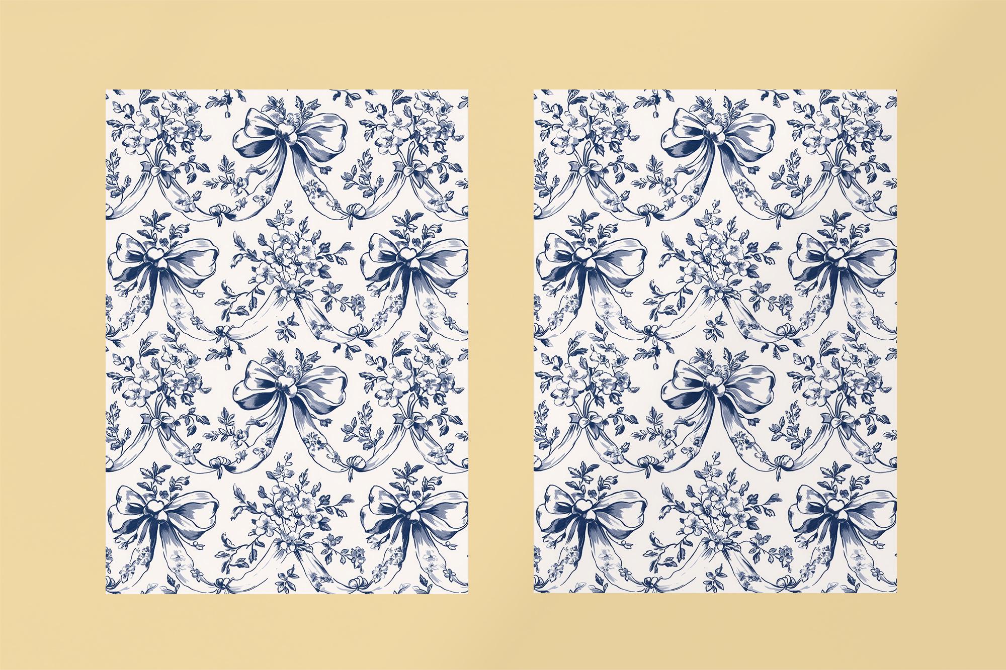 Coquette Toile Seamless Pattern Bows and Ribbons French Toile Seamless ...