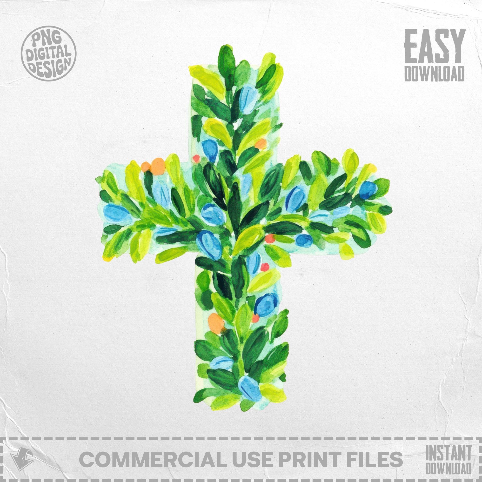 Boxwood Cross SVG PNG Digital, Christian Art Clipart, Green Botanical ...