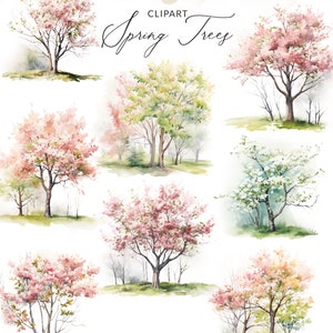 Spring Flowering Trees Clipart Spring Trees Clip Art, Watercolor ...