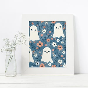 Retro Ghost Seamless Pattern Cute Halloween Ghost Pattern Happy Ghost ...