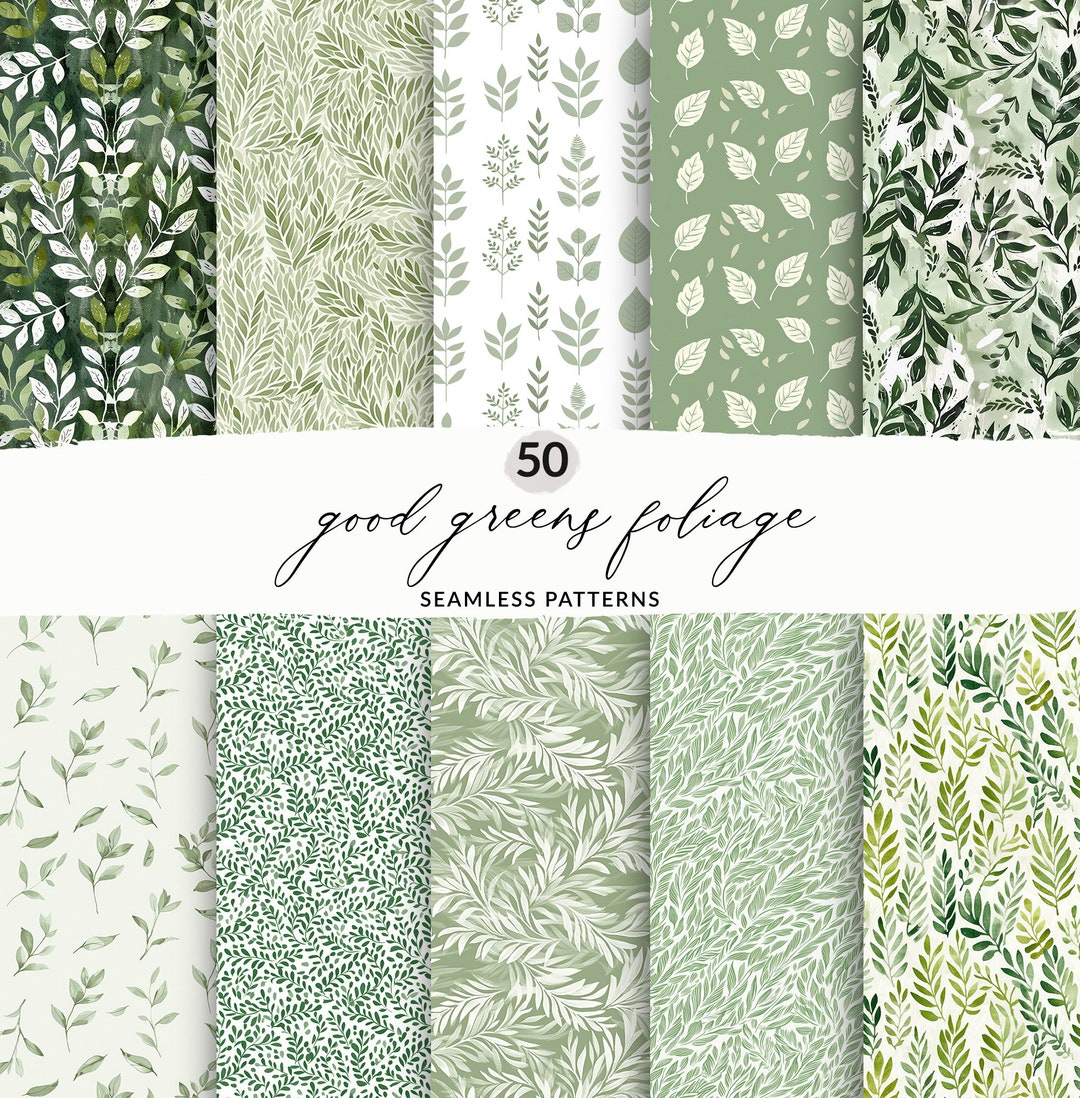 Seamless Sage Green Leaf Pattern, Sage Green Botanical Backgrounds ...