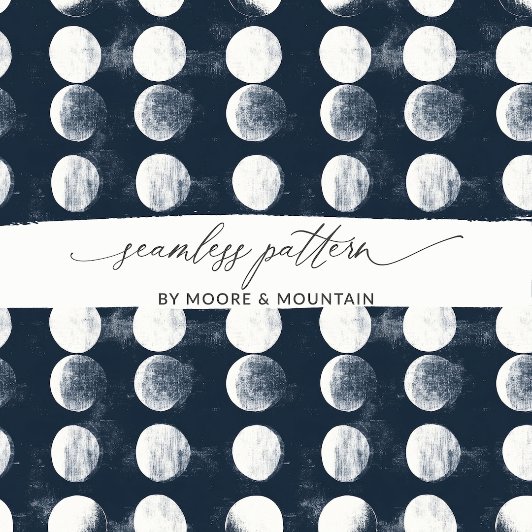 Moon Phases Seamless Pattern Full Moon Background Repeating Digital ...
