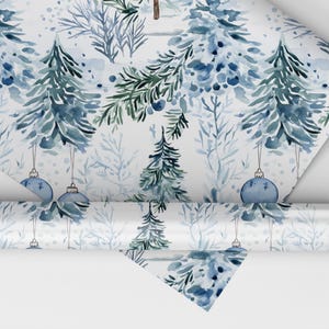 Blue Christmas Watercolor Background Pattern Blue Xmas Pine Trees ...