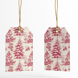 Christmas Toile De Joy Seamless Pattern Red and White Vintage Christmas ...