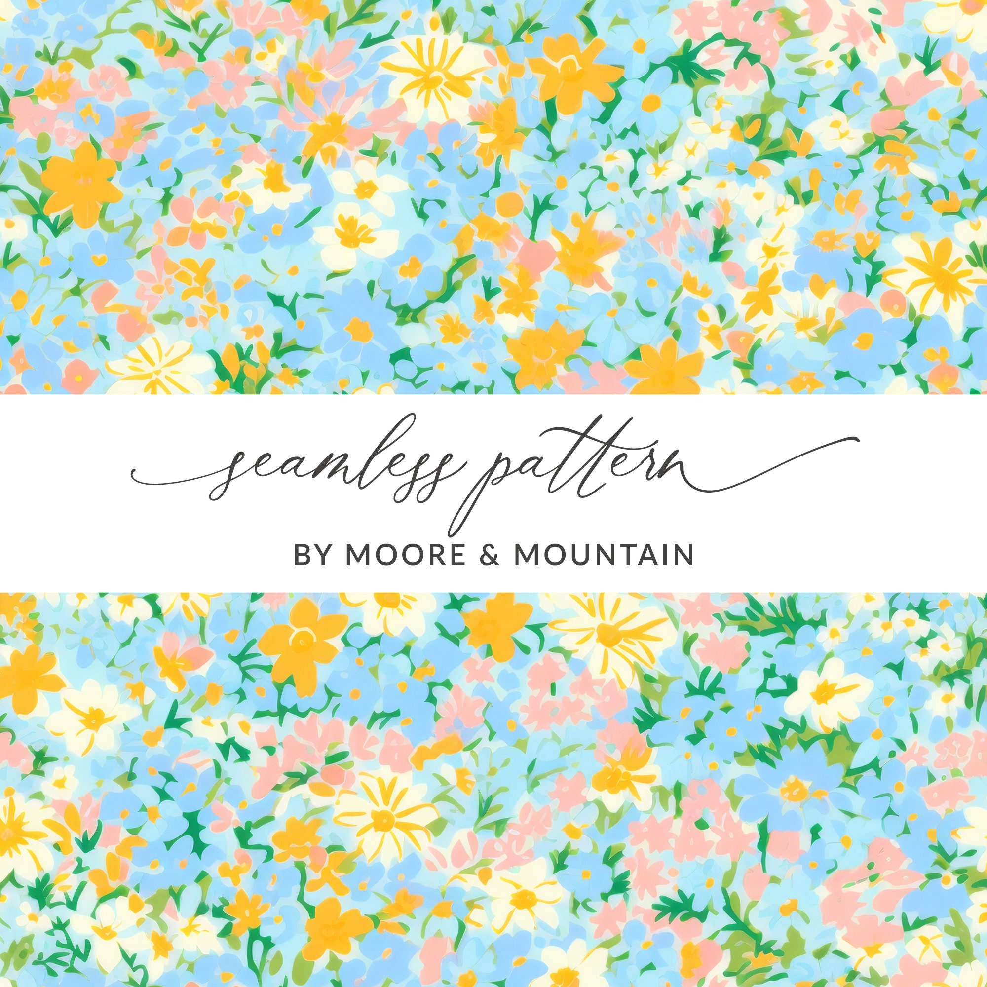 Blue and Yellow Floral Background Pattern, Yellow and Blue Flowers ...