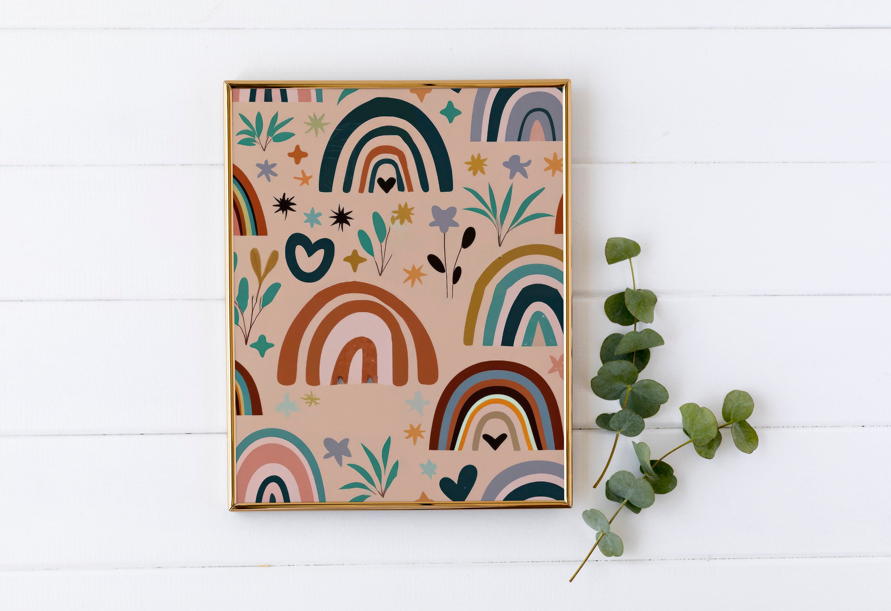 Boho Rainbow Background Pattern, Seamless Boho Rainbow Digital Paper ...