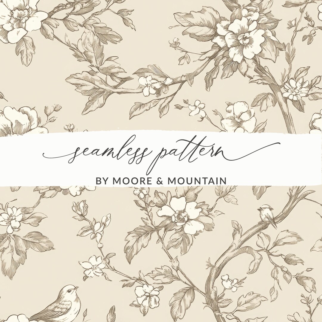 French Toile Seamless Wedding Toile Background Elegant Vines and ...