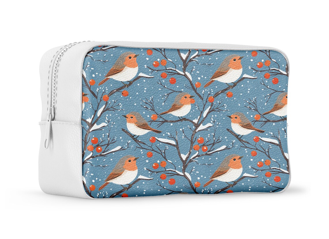 Robin Seamless Background Pattern Winter Birds on Branches Winter ...